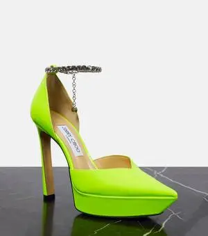 JIMMY CHOO Saeda 125 Embellished Platform Pumps