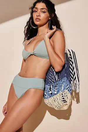 TOAST Banded High-Waisted Bikini Bottom Blue Surf