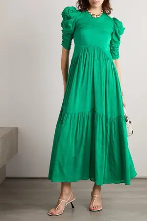 Isabel Marant Bealisa Open-back Ruched Cotton And Silk-blend Crepon Midi Dress