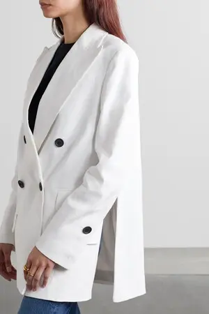 Another Tomorrow Net Sustain Organic Double-breasted Hemp-blend Blazer