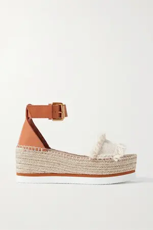 See By Chloé Glyn Fringed Canvas And Leather Espadrille Platform Sandals