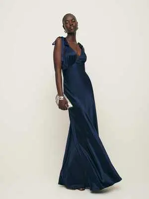 REFORMATION Pernille Silk Maxi Dress - Blue