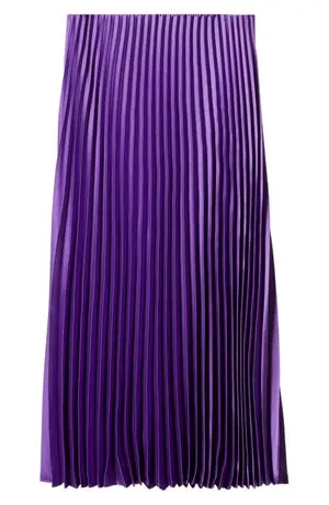 Mango Pleated Satin Midi Skirt