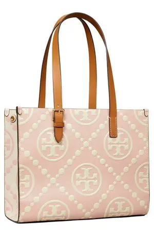 Tory Burch Small T Monogram Embossed Tote - Blush