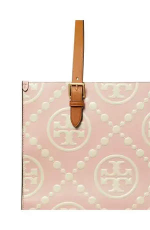 Tory Burch Small T Monogram Embossed Tote - Blush
