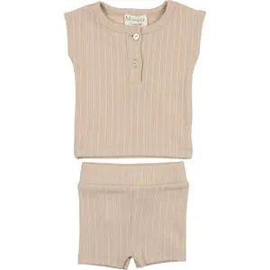 MANIÈRE Ribbed Cotton Tank And Shorts Set Sand