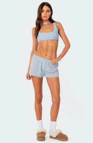 EDIKTED Stripe Stretch Cotton Shorts