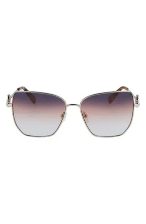 Longchamp 58mm Gradient Rectangle Sunglasses - Pale Gold/gradient Blue Brick