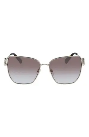 Longchamp 58mm Gradient Rectangle Sunglasses - Pale Gold/gradient Brown Azure