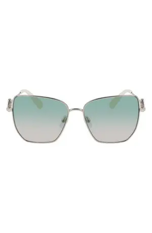Longchamp 58mm Gradient Rectangle Sunglasses - Pale Gold/gradient Green Peach