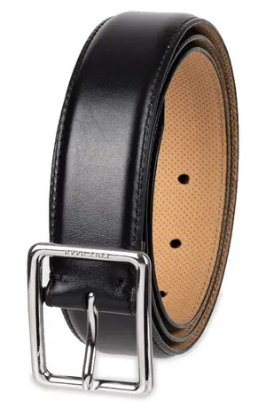 Cole Haan Center Bar Leather Belt - Black