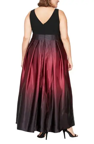 SL FASHIONS Ombrè Satin Gown - Fig