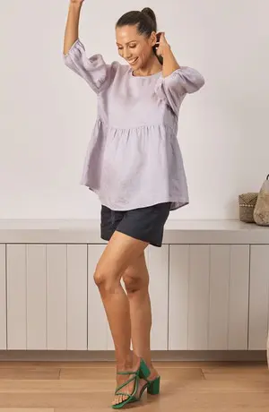 ANGEL MATERNITY Tie Waist Linen Shorts