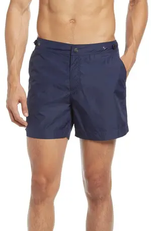PRINCE & BOND Deep Sea Solid Hybrid Nylon Swim Trunks