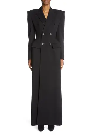 Balenciaga Hourglass Double Breasted Wool Gabardine Coat