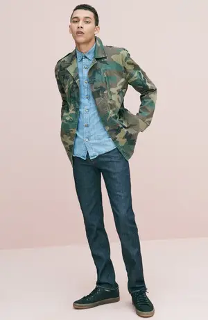 Billy Reid Distressed Denim Slim Fit Western Shirt - Double Dye