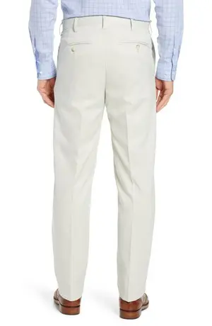 Berle Classic Fit Microfiber Trousers - Stone