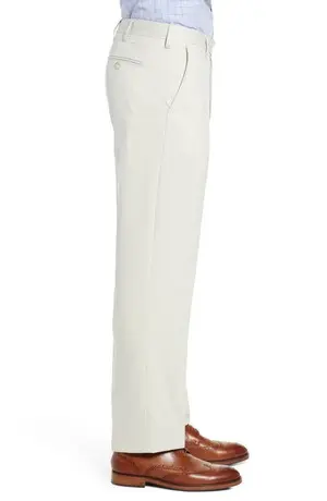 Berle Classic Fit Microfiber Trousers - Stone