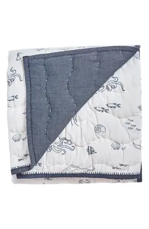 PEHR Chambray Blanket - Ivory/navy