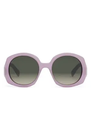 Celine 53mm Round Frame Sunglasses - Shiny Lilac / Gradient Brown