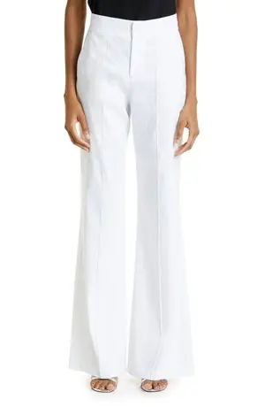 Alice + Olivia Dylan Wide Leg Linen Blend Trousers Off White