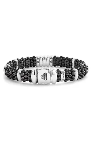 Lagos Black Caviar Ceramic And Diamond Bracelet - Silver