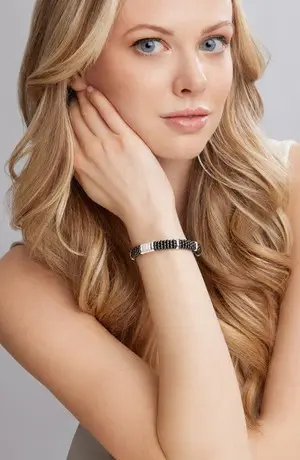 Lagos Black Caviar Ceramic And Diamond Bracelet - Silver