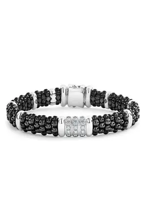 Lagos Black Caviar Ceramic And Diamond Bracelet - Silver