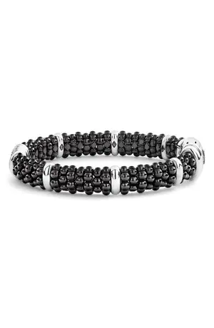 Lagos Black Caviar Ceramic And Diamond Bracelet - Silver
