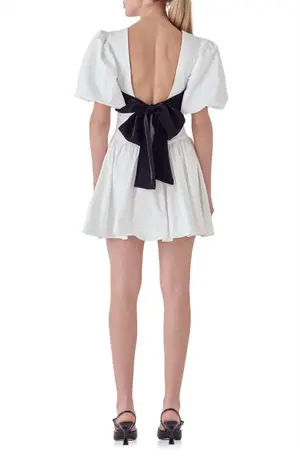 Endless Rose Contrast Bow Mini Dress