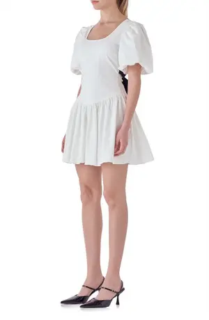 Endless Rose Contrast Bow Mini Dress
