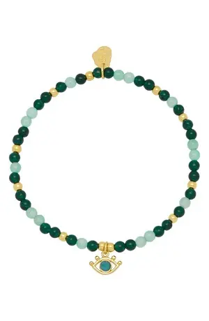 Estée Lauder Beaded Evil Eye Charm Stretch Bracelet - Gold