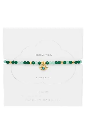 Estée Lauder Beaded Evil Eye Charm Stretch Bracelet - Gold