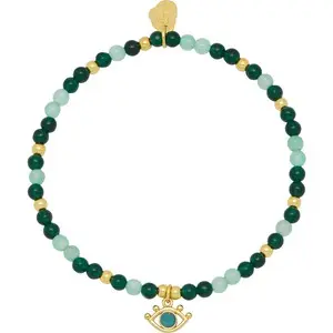 Estée Lauder Beaded Evil Eye Charm Stretch Bracelet - Gold/green