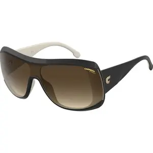 Carrera Eyewear 99mm Shield Sunglasses - Black White/brown Gradient