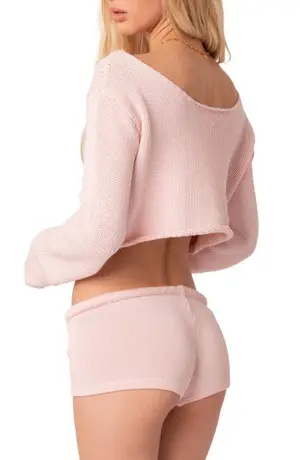 EDIKTED Staycation Crop Cover-up Sweater