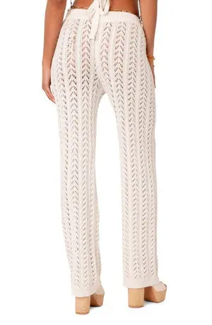 EDIKTED Elektra Sheer Open Knit Cover-up Pants