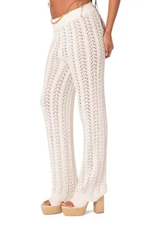 EDIKTED Elektra Sheer Open Knit Cover-up Pants