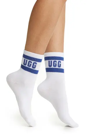 UGG Dierson Logo Quarter Socks White / Deep Marine