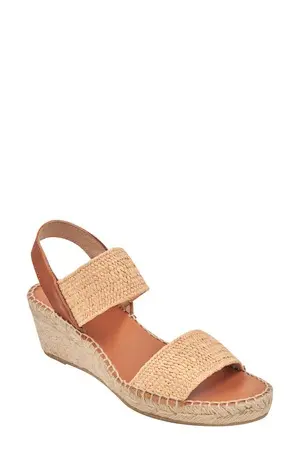 Andre Assous Aviana Raffia Wedge Sandal - Dark Natural