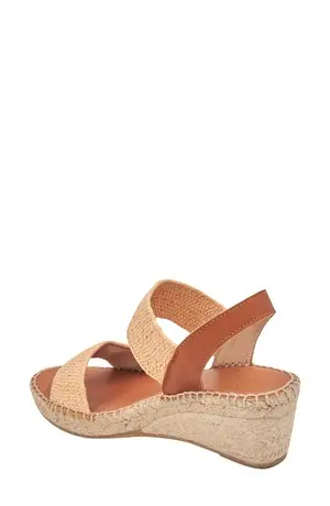 Andre Assous Aviana Raffia Wedge Sandal - Dark Natural