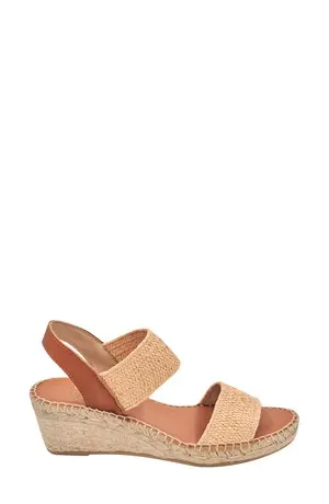Andre Assous Aviana Raffia Wedge Sandal - Dark Natural