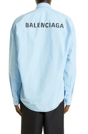 Balenciaga Logo Back Oversize Button-up Shirt