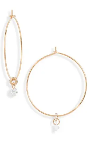 Nordstrom Cubic Zirconia Hoop Earrings - Clear- Gold