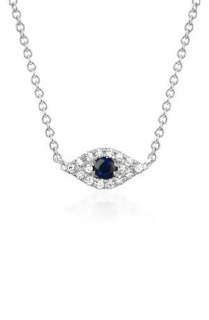Ef Collection Diamond And Sapphire Evil Eye Choker Necklace - 14k White Gold