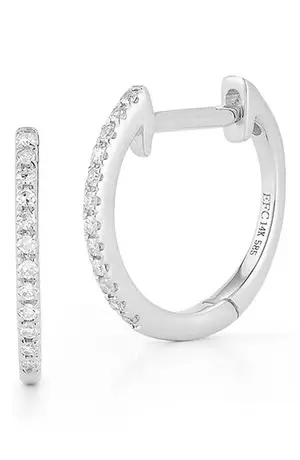 Ef Collection Diamond Huggie Hoop Earrings - 14k White Gold