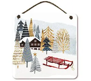COURTSIDE MARKET Christmas Woodland Scene 16x16 Hanging Sign - One-color