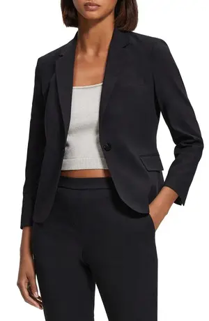 Theory Linen Blend Shrunken Blazer