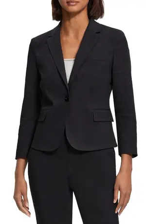 Theory Linen Blend Shrunken Blazer