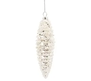 MELROSE Beaded Glass Pinecone Drop Ornament - One-color